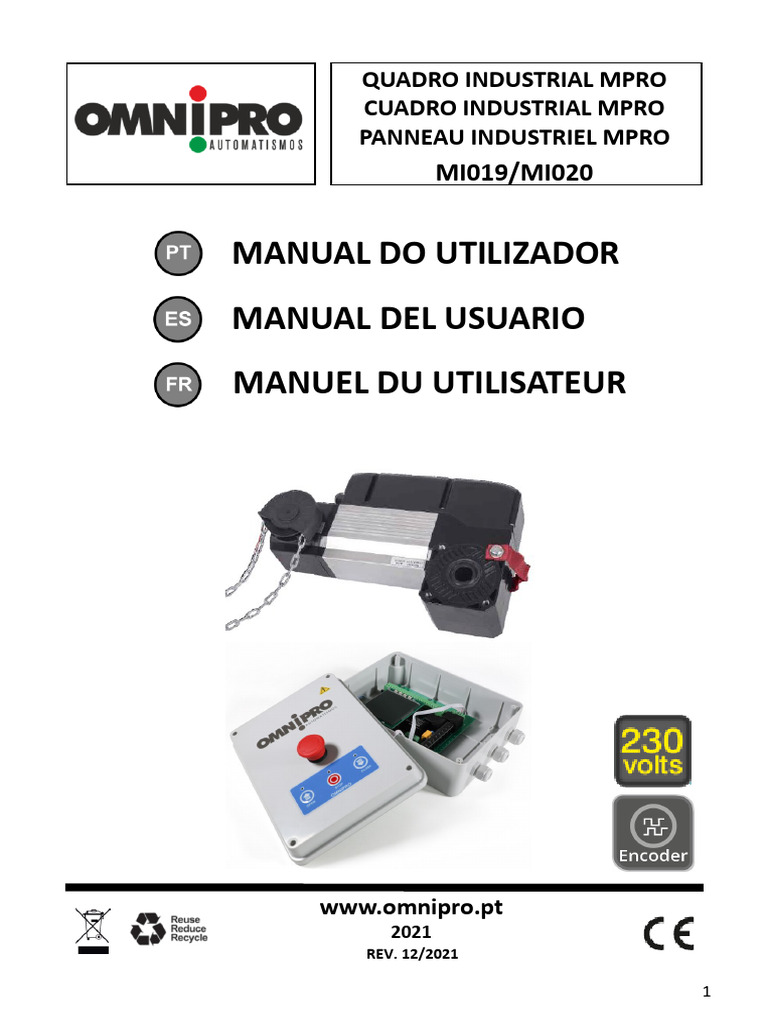 Manual do Utilizador Quadro MPRO | PDF | Motores | Eletrônicos