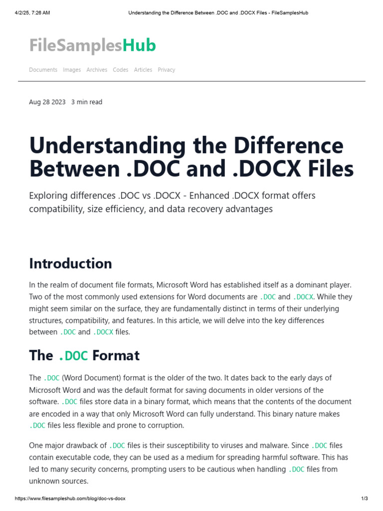 Understanding The Difference Between .DOC and .DOCX Files | PDF | File ...