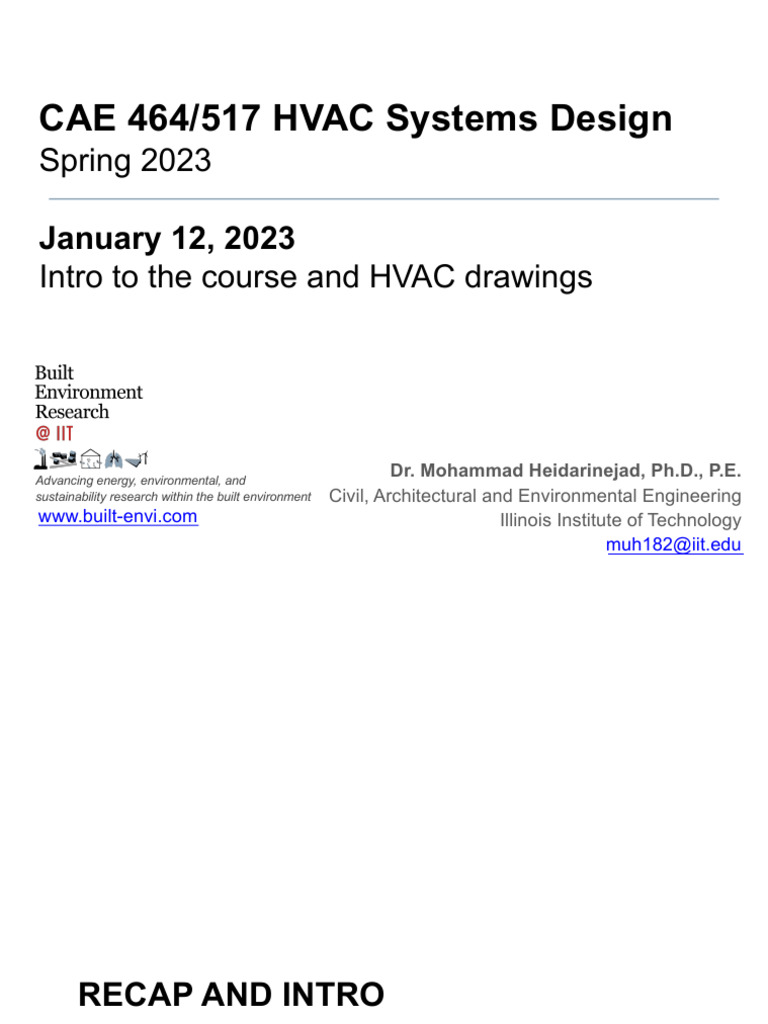Cae464 517 Lecture02 Sp23 Intro and Review of HVAC System Drawings | PDF | Air Conditioning ...