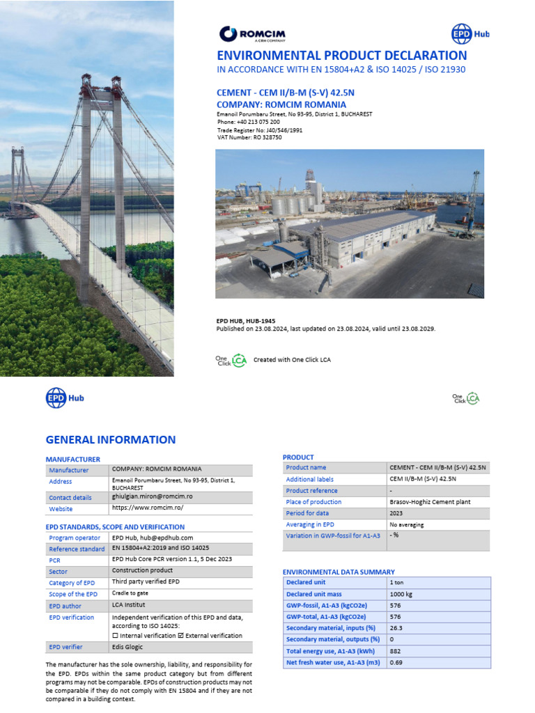 Epd - Hub 1945 - 2024 10 22 | PDF | Life Cycle Assessment | Materials