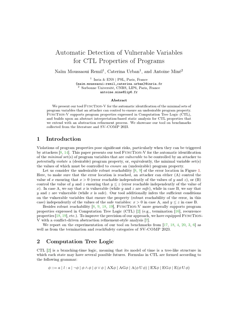 Automatic Detection of Vulnerable Variables For CTL Properties of ...