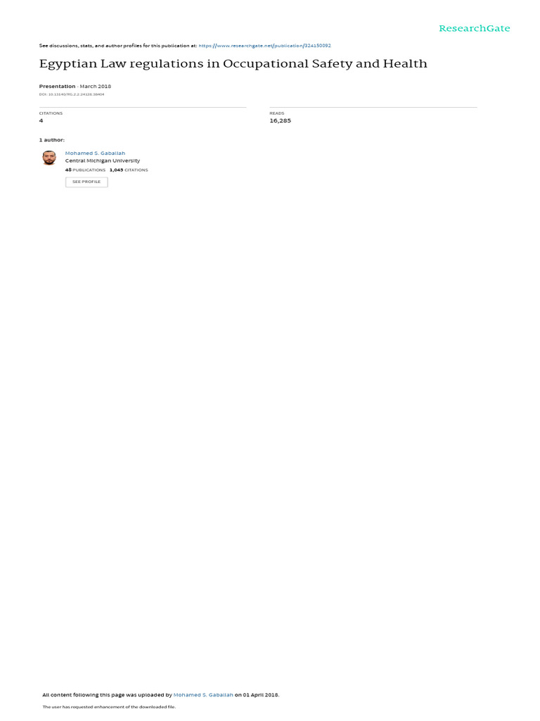 Egyptian Law Regulations | PDF | Occupational Safety And Health ...