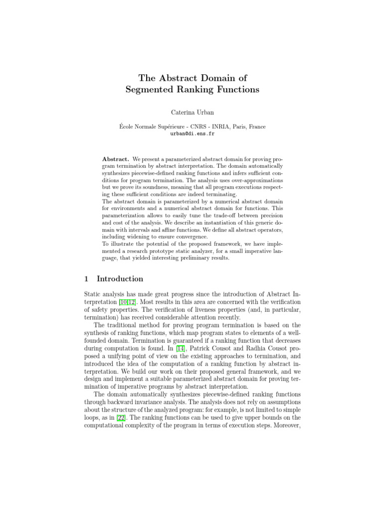 The Abstract Domain of Segmented Ranking Functions | PDF | Function (Mathematics) | Image ...