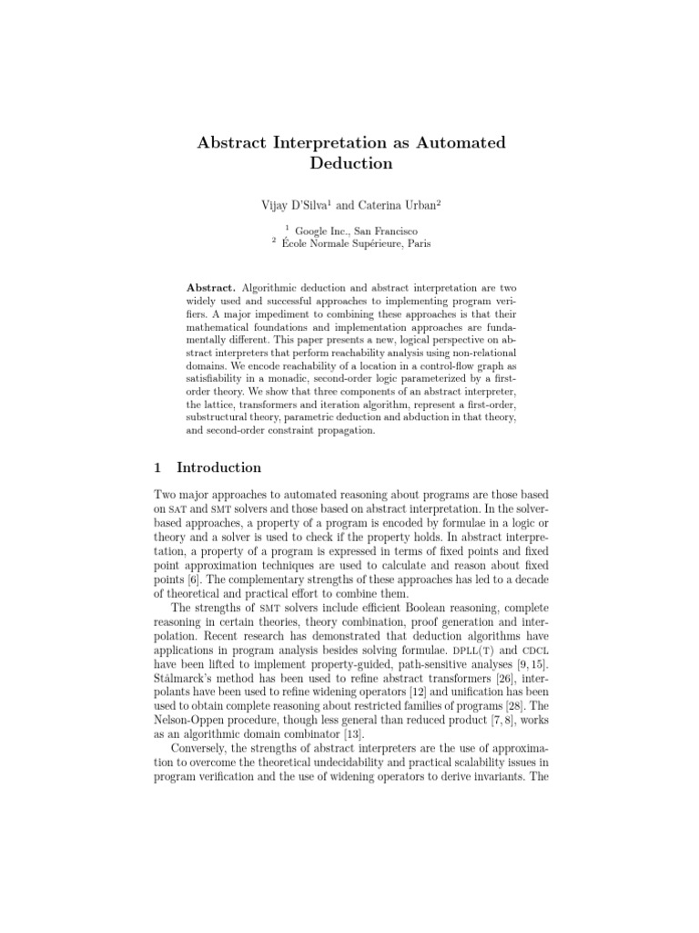 Abstract Interpretation As Automated Deduction | PDF | First Order Logic | Mathematical Logic