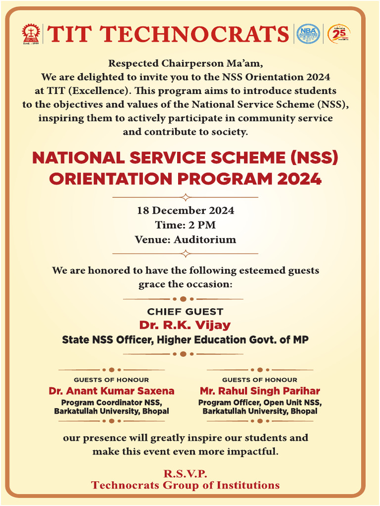 Nss Orientation Program Invitation B | PDF