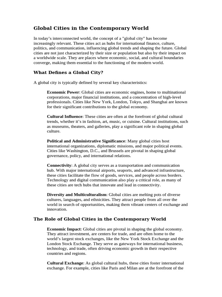 Defining Global Cities Today | PDF | Cost Of Living | New York City