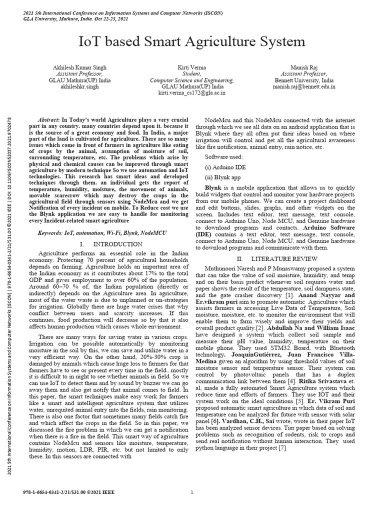 IoT_based_Smart_Agriculture_System | PDF | Internet Of Things | Sensor