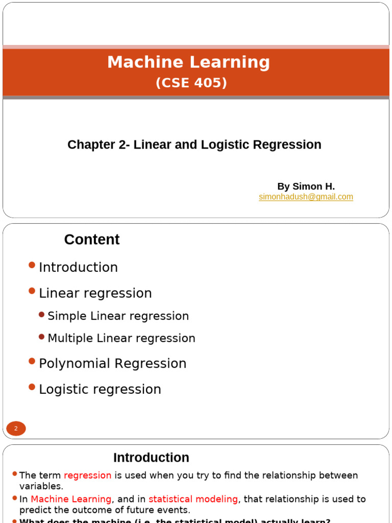 Chapter_2_Linear and Logistic Regression | PDF | Logistic Regression | Regression Analysis