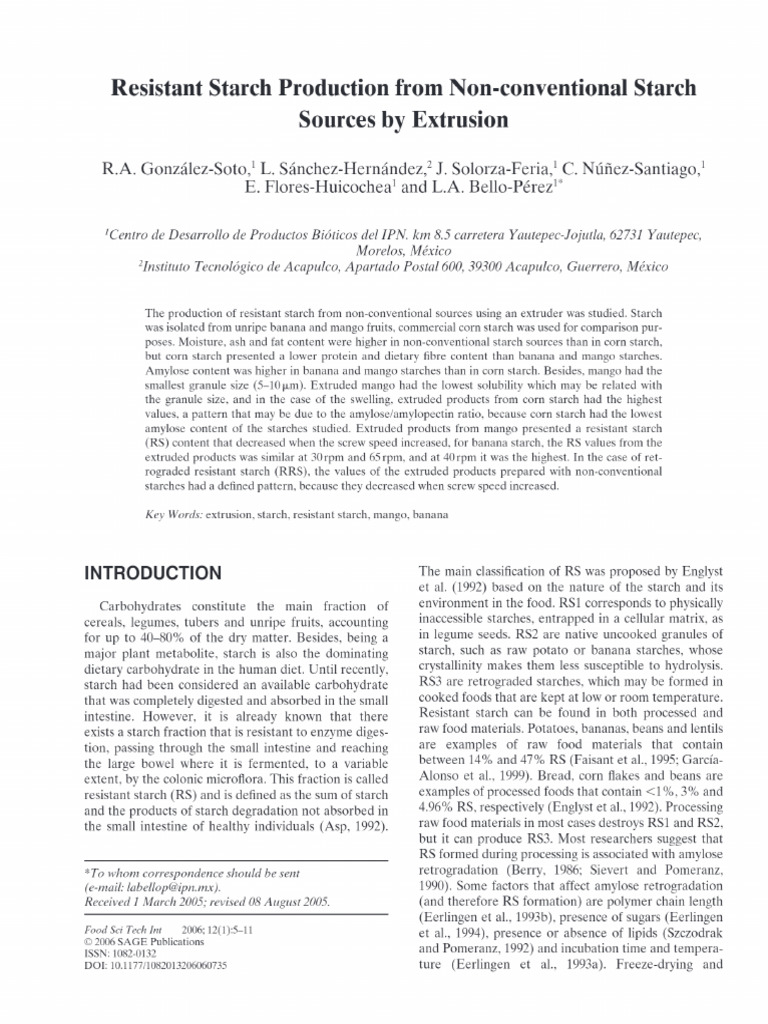 Resistant Starch Production From Non-conventional Starch Sources by ...