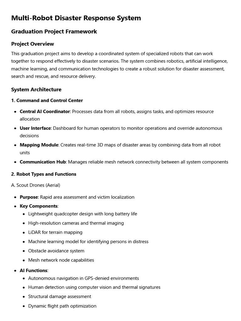 Multi-Robot Disaster Response System | PDF | Artificial Intelligence | Intelligence (AI) & Semantics