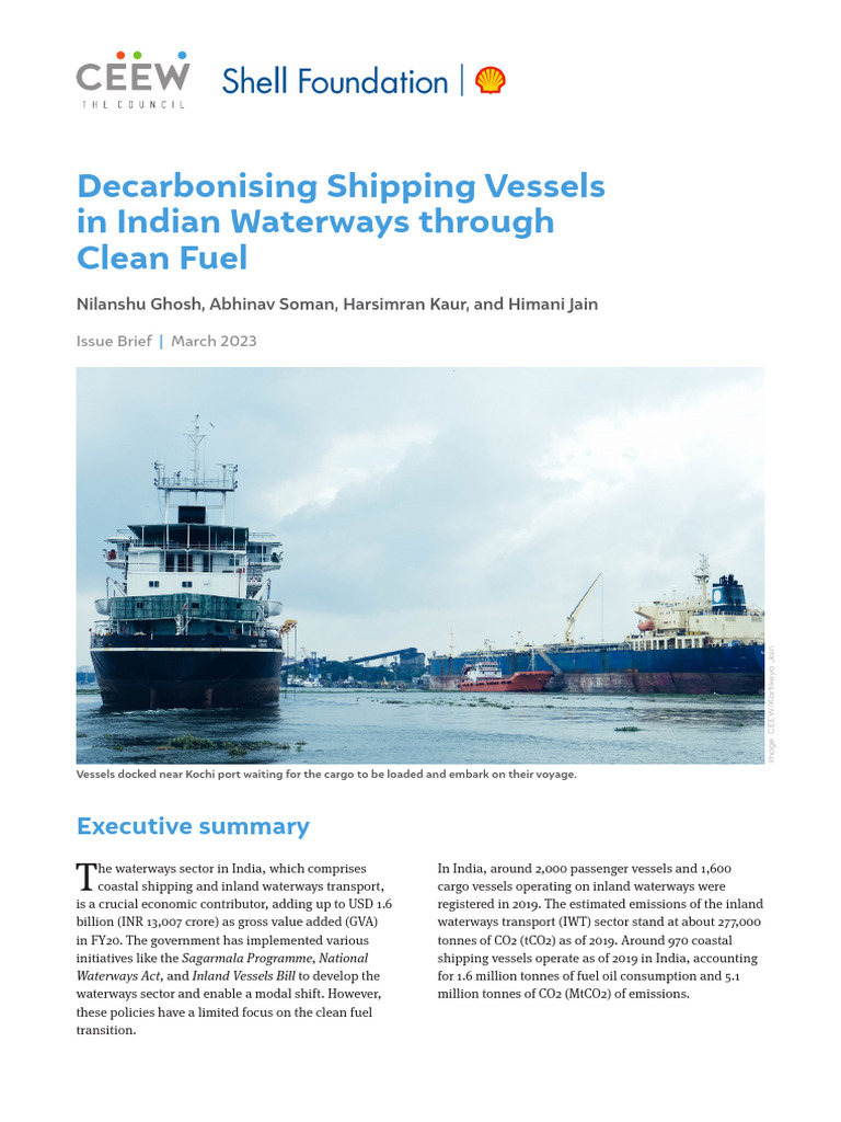 Decarbonising Shipping Vessels in Indian Waterways With Clean Fuel ...