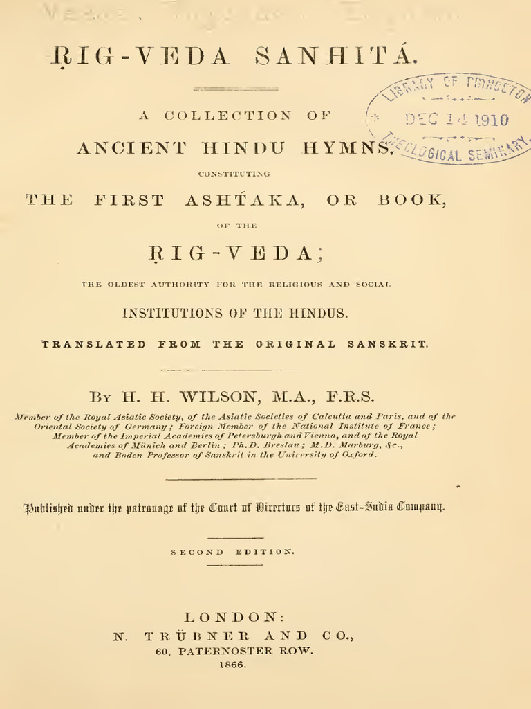 Rig-Veda Sanhita: Ancient Hymns Collection | PDF | Hindu Mythology