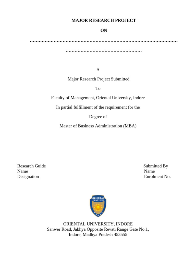 MRP Front Pages | PDF