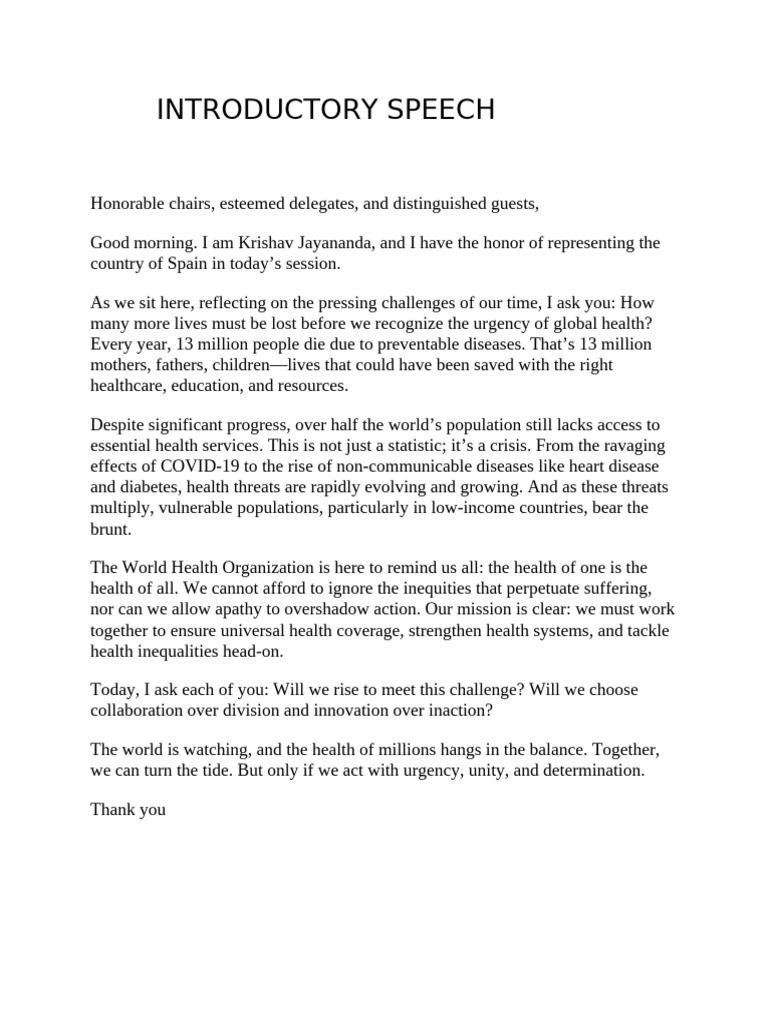 Introductory Speech | PDF