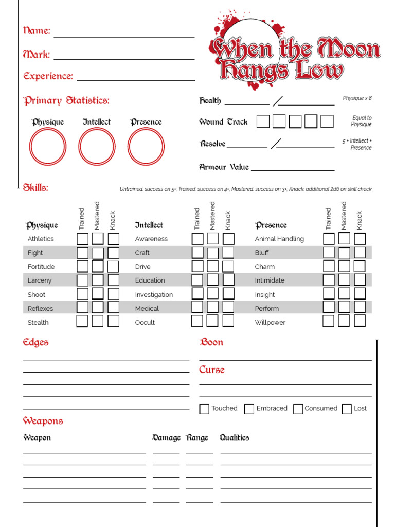 Ficha Tobias (Ficha de When The Moon Hangs Low) | PDF