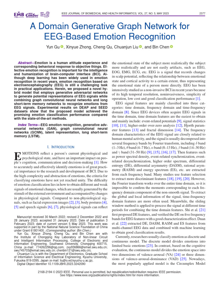 A Domain Generative Graph Network For EEG-Based Emotion Recognition ...