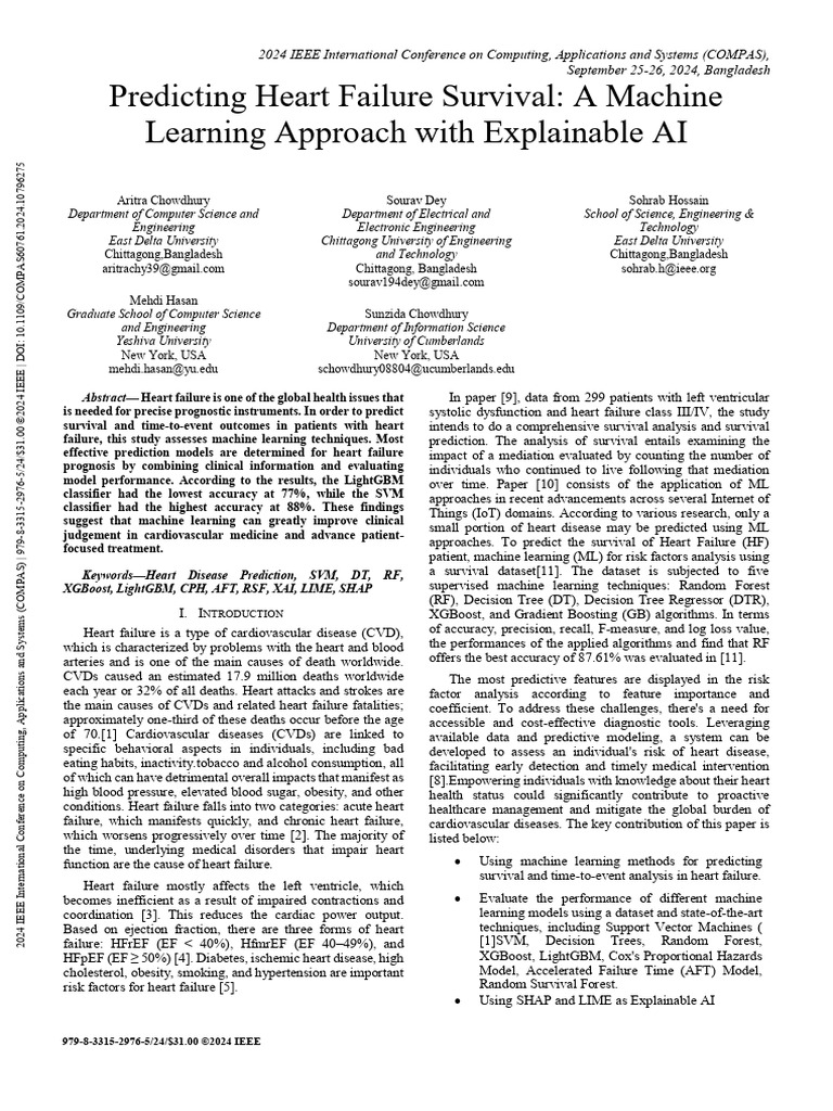 Predicting Heart Failure Survival A Machine Learning Approach With Explainable AI | PDF | Heart ...