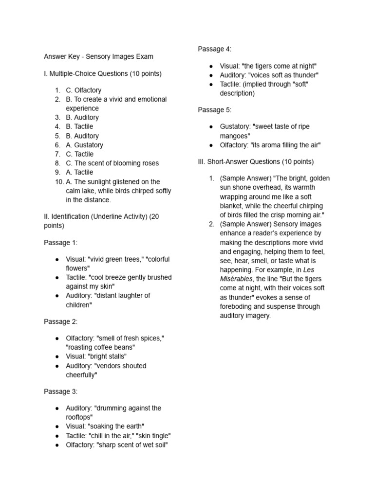 Key To Correction | PDF | Senses | Odor