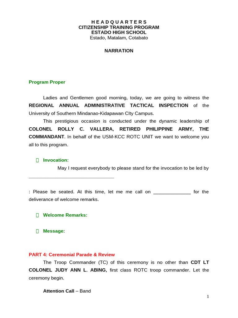 Raape'Narration 2025 | PDF | Military Units And Formations | Military ...