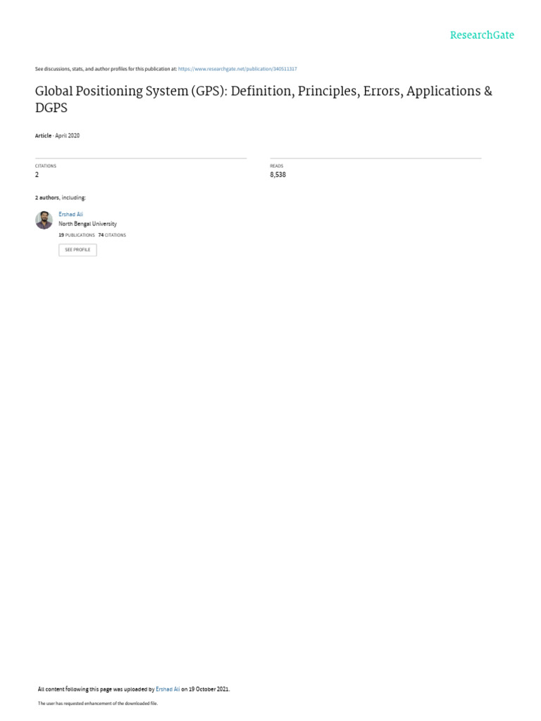 Global Positioning System GPSDefinition Principles Errors Applications DGPS | PDF | Global ...