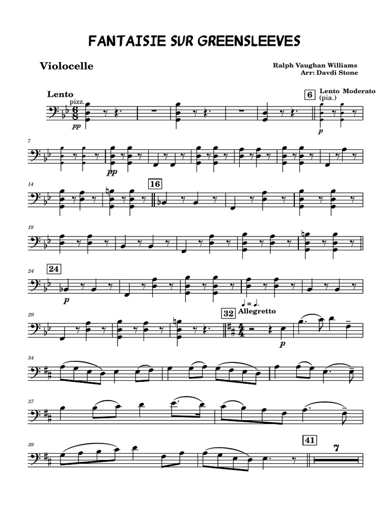 Fantaisies Sur Greensleeves - Violoncelle | PDF | Musical Forms | Elements Of Music