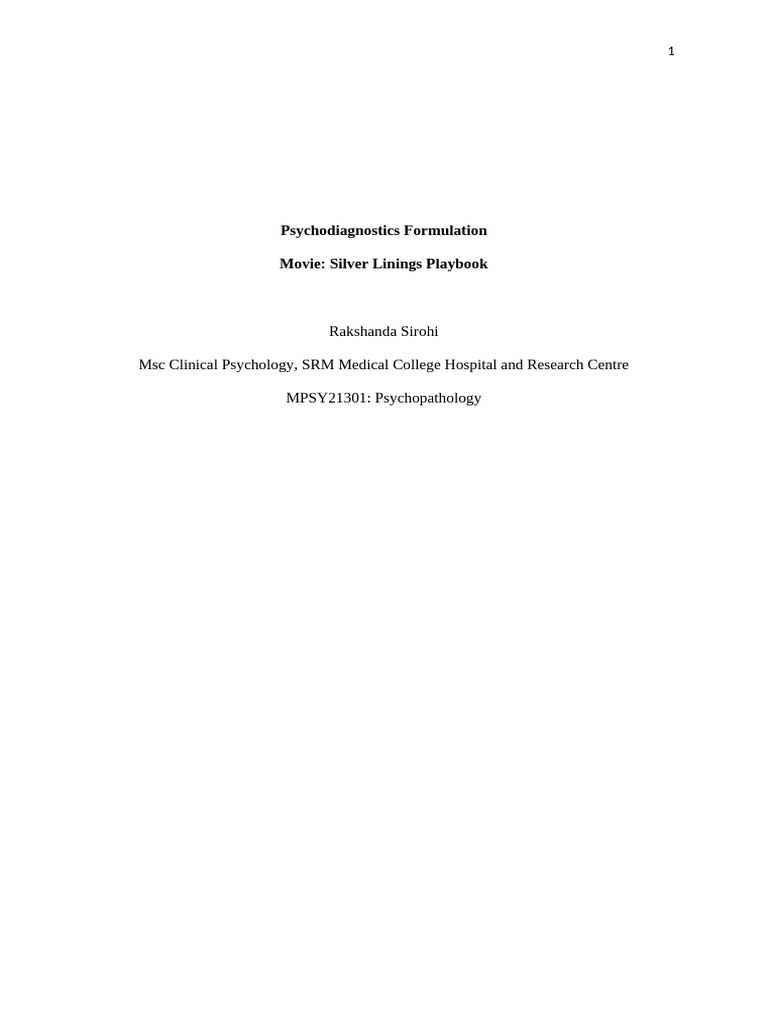 Psychodiagnostics Formulation | PDF | Mania | Bipolar Disorder