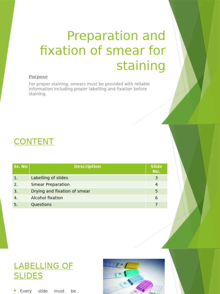 Preparation and Fixation of Smear For Staining | PDF | Fixation ...