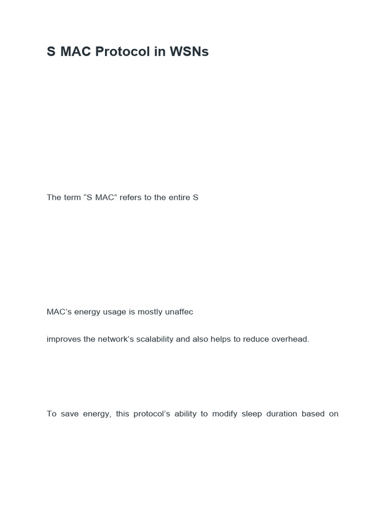 S-MAC Protocol for Energy-Efficient WSNs | PDF | Computer Network | Wireless Sensor Network
