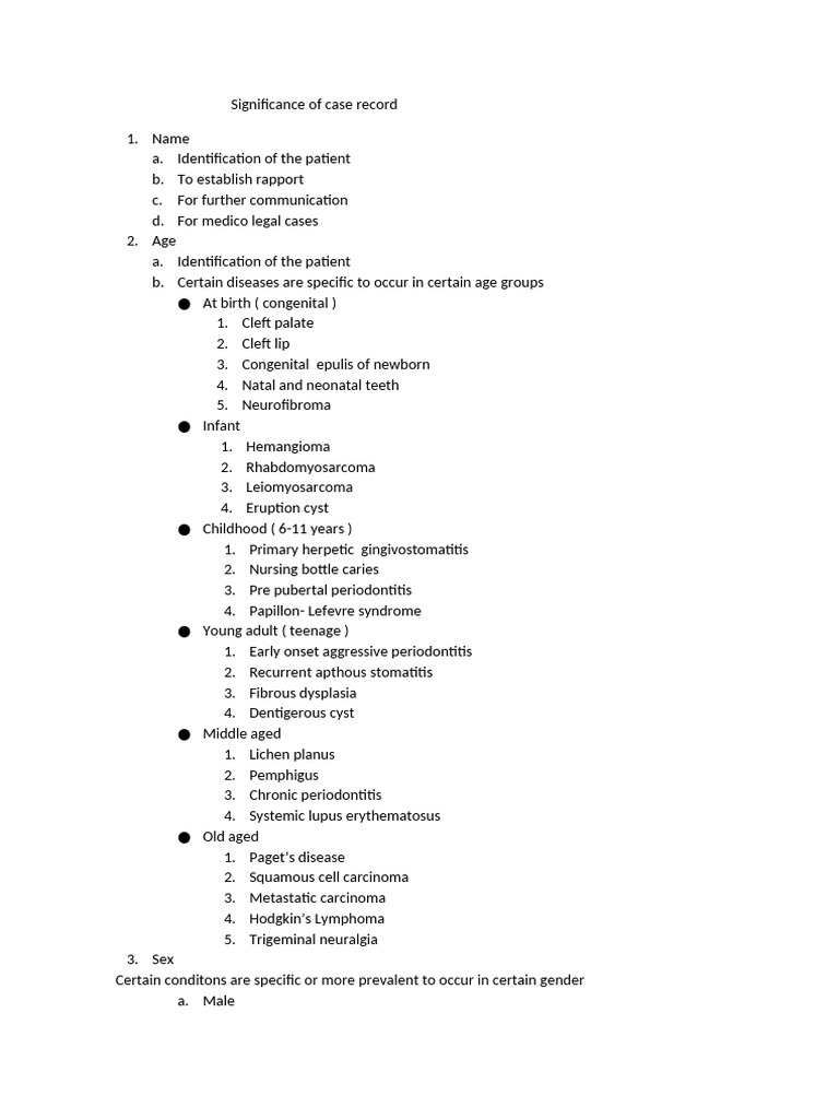 Significance of Case Record | PDF | Blood Pressure | Dental Anatomy
