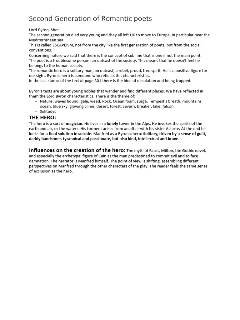 Second Generation of Romantic Poets | PDF