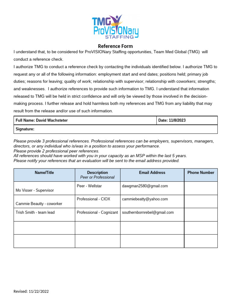Reference Form | PDF