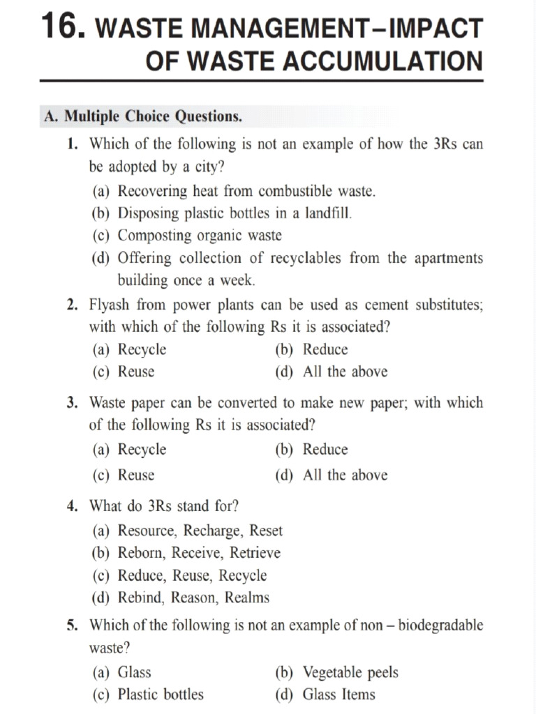 Chapter 16 and 17 Waste Management I and II | PDF | Waste | Recycling