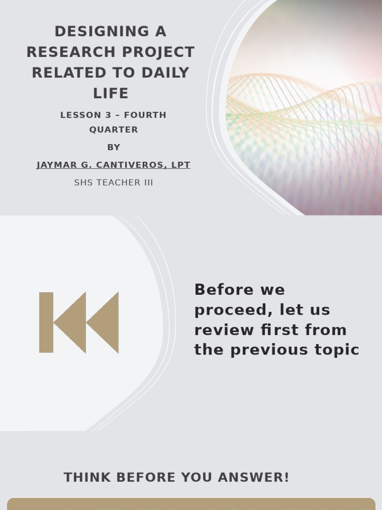 Designing A Research Project Related To Daily Life | PDF | Learning ...