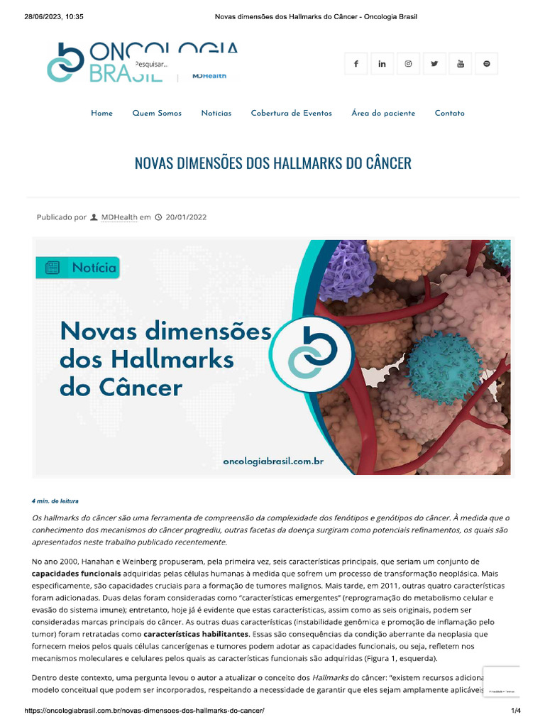 HAllmarks do Câncer - Resumo | PDF