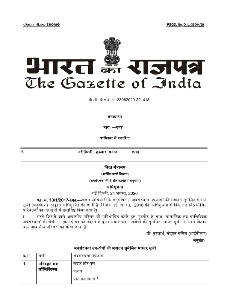 2020 - Harmonized Master List of Infrastructure Sub-Sectors Dated 24-8 ...