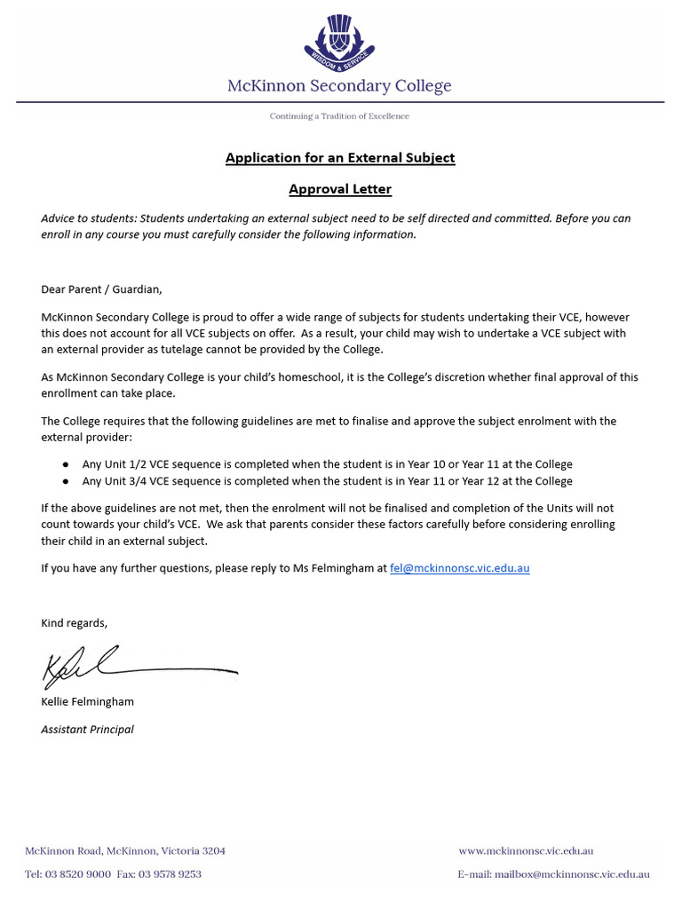 External Subject Approval Letter | PDF