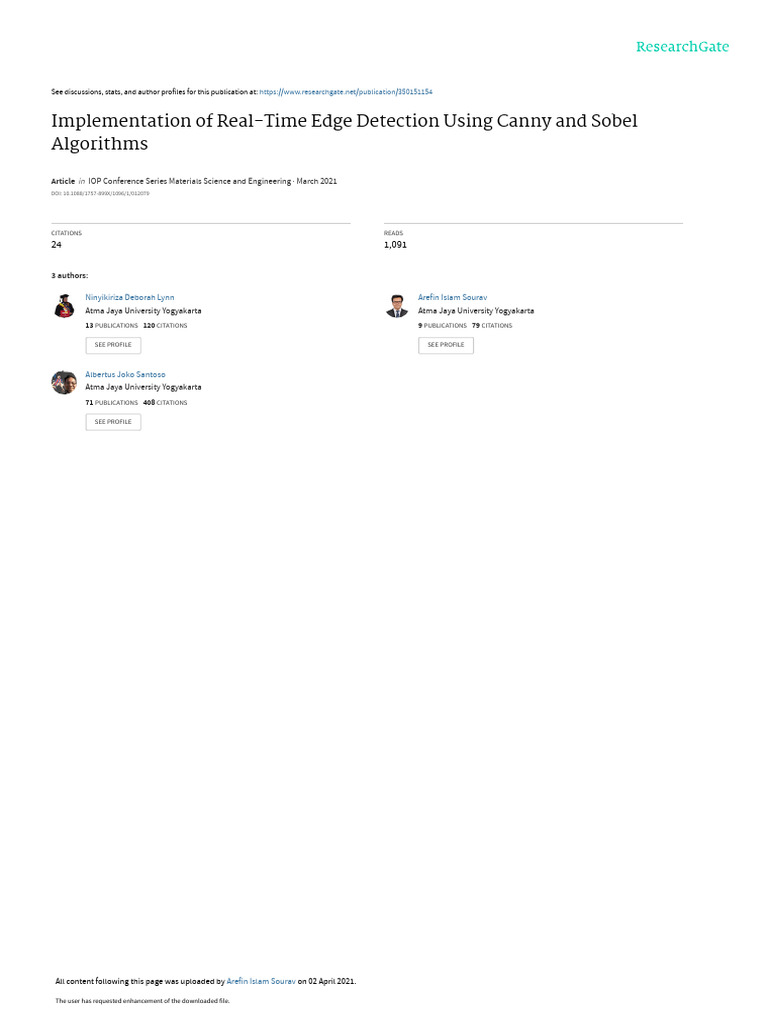 Real-Time Edge Detection with Canny & Sobel | PDF | Computer Graphics | Vision