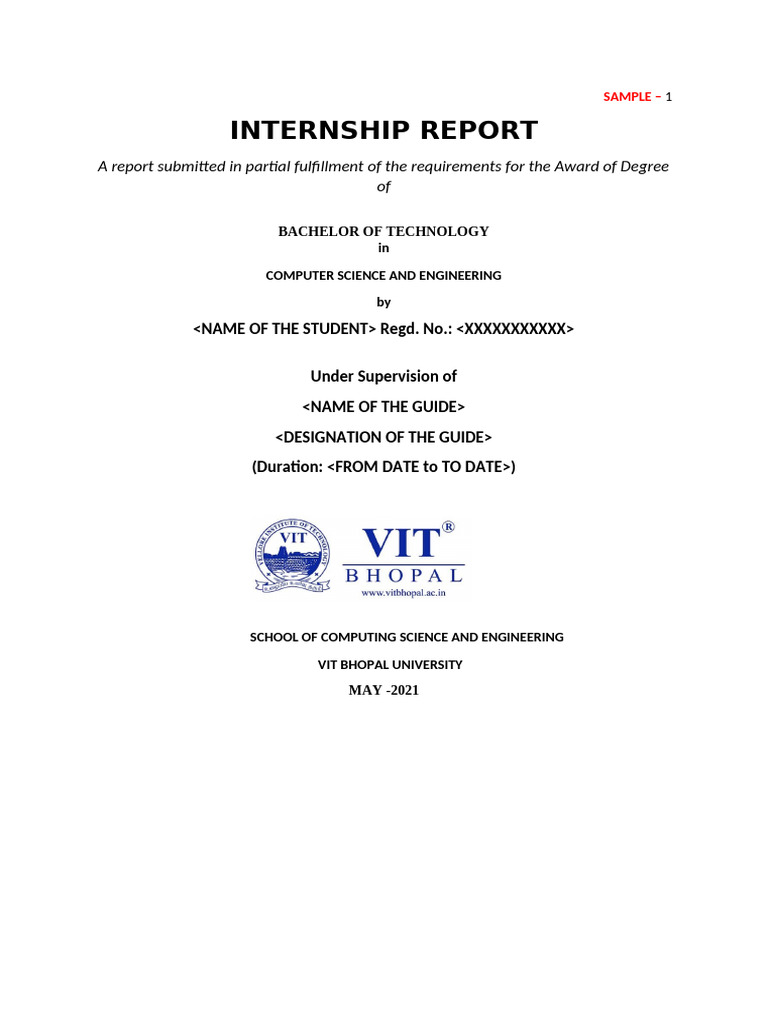 Title Page Sample 1 VIT | PDF