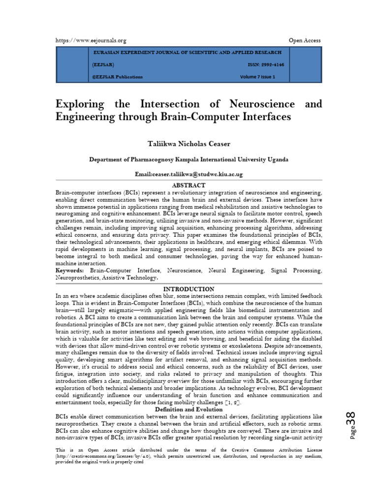 Exploring The Intersection of Neuroscience and Engineering Through Brain-Computer Interfaces ...