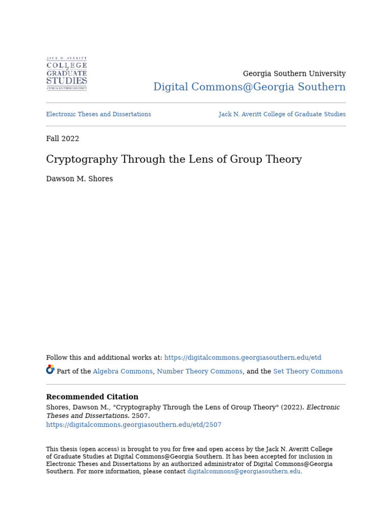 Cryptography Through The Lens of Group Theory | PDF | Group (Mathematics) | Encryption