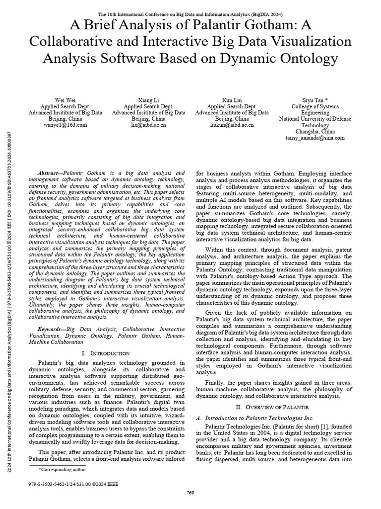 A Brief Analysis of Palantir Gotham A Collaborative and Interactive Big ...