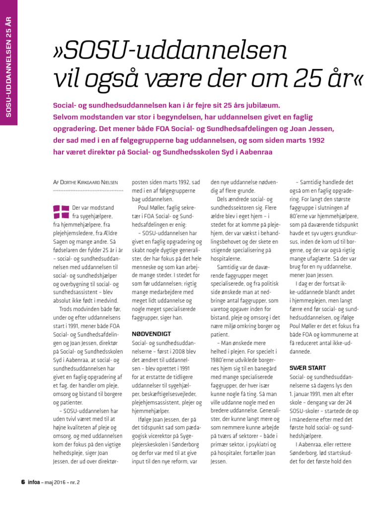 Artikel Infoa NR 2 2016 SOSUuddannelsen Vil Ogs Vre Der Om 25 R PDF | PDF
