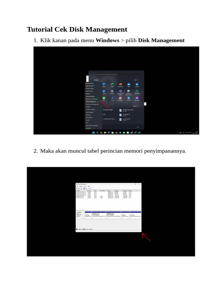 TUTORIAL CEK Disk Management | PDF