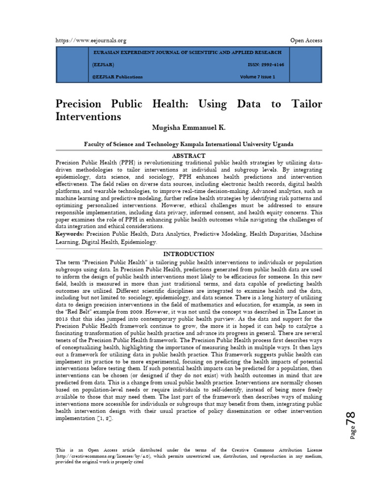 Precision Public Health: Using Data To Tailor Interventions (WWW - Kiu ...