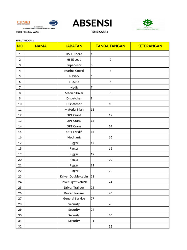 Absensi Yang Baru | PDF