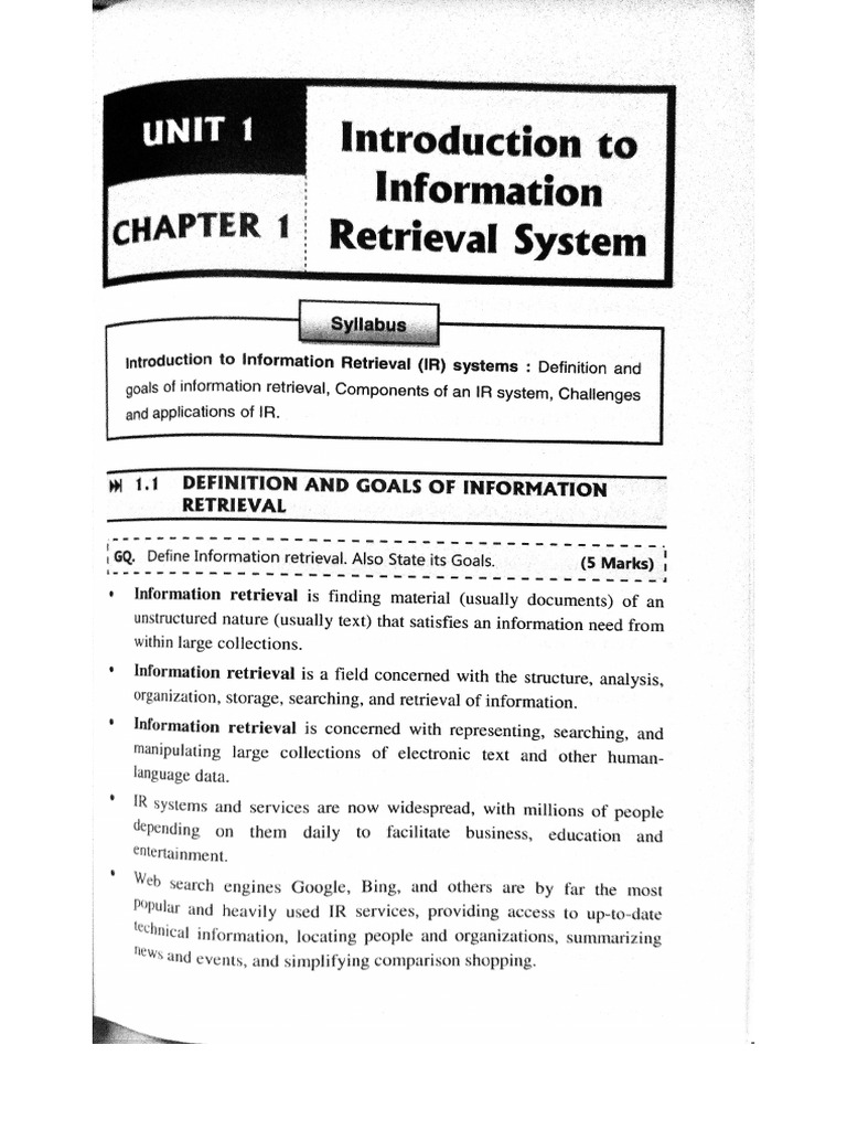 Information Retrieval Unit 1 - 123 | PDF