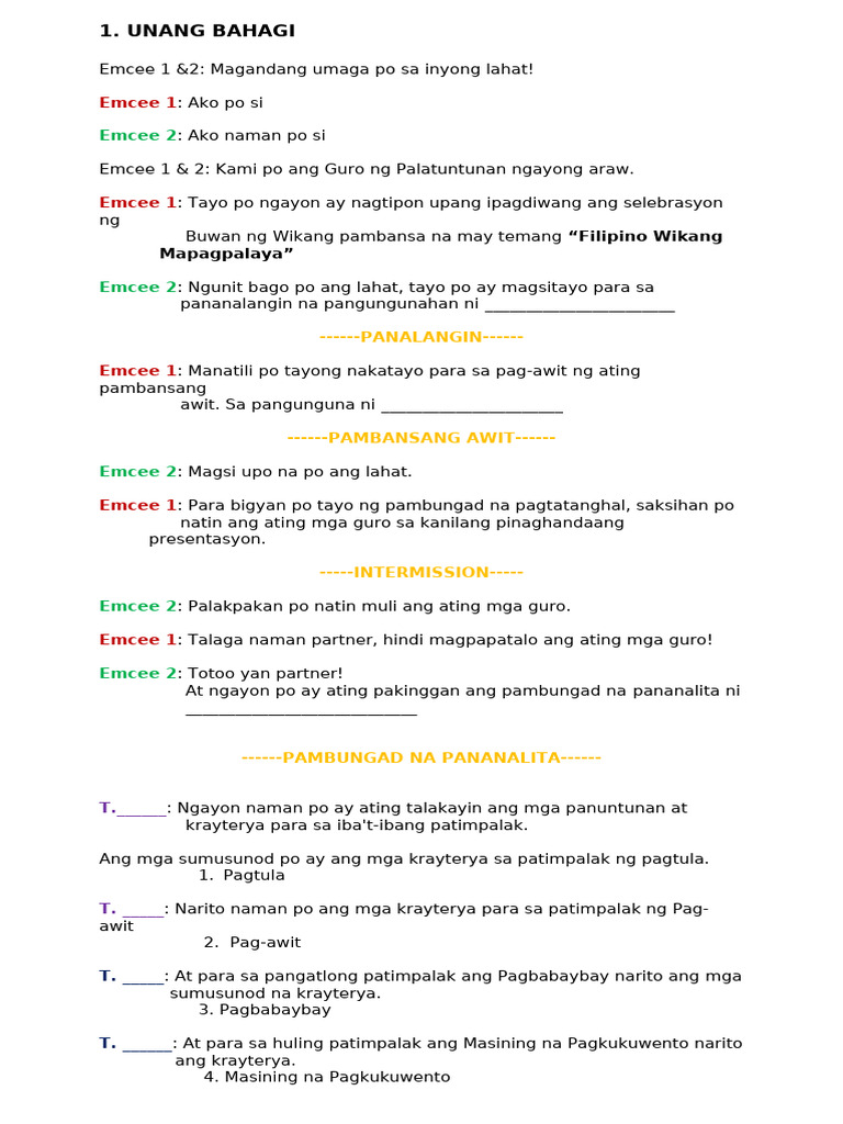 Script Sa Buwan NG Wika | PDF