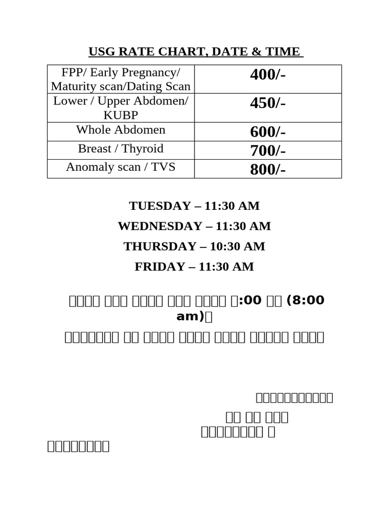 Usg Rate Chart | PDF