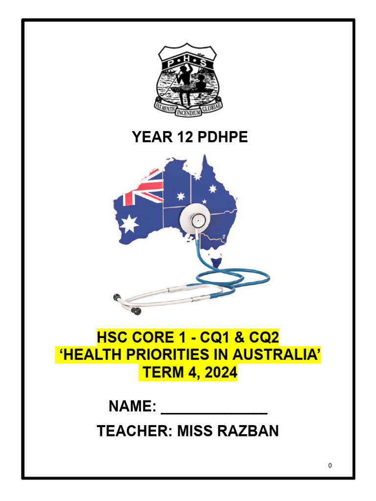Pdhpe HSC Core 1 - Booklet CQ1-CQ2 (Health Priorities in Australia ...