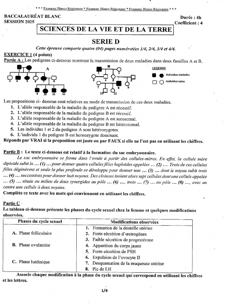 Bac Blanc Regional SVT | PDF